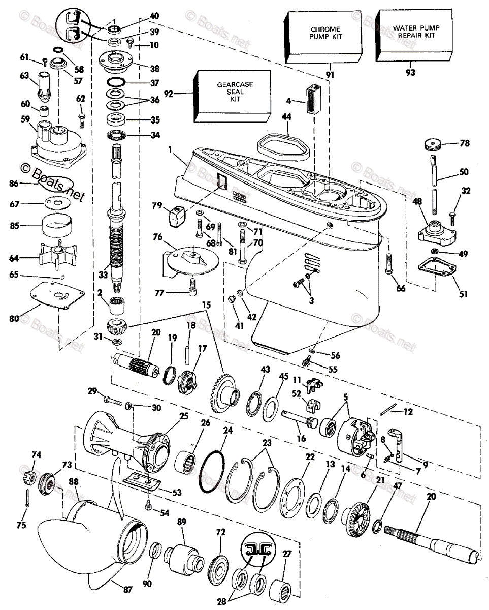 Johnson Outboard 1988 OEM Parts Diagram for Gearcase | Boats.net
