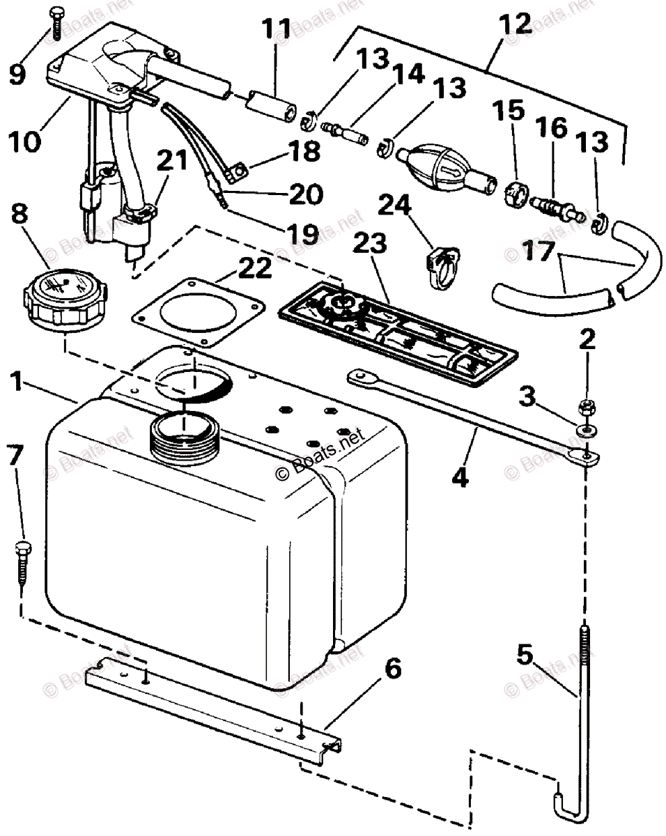 Johnson Outboard 1989 OEM Parts Diagram for VRO Oil Tank Kit-1.8 Gallon ...