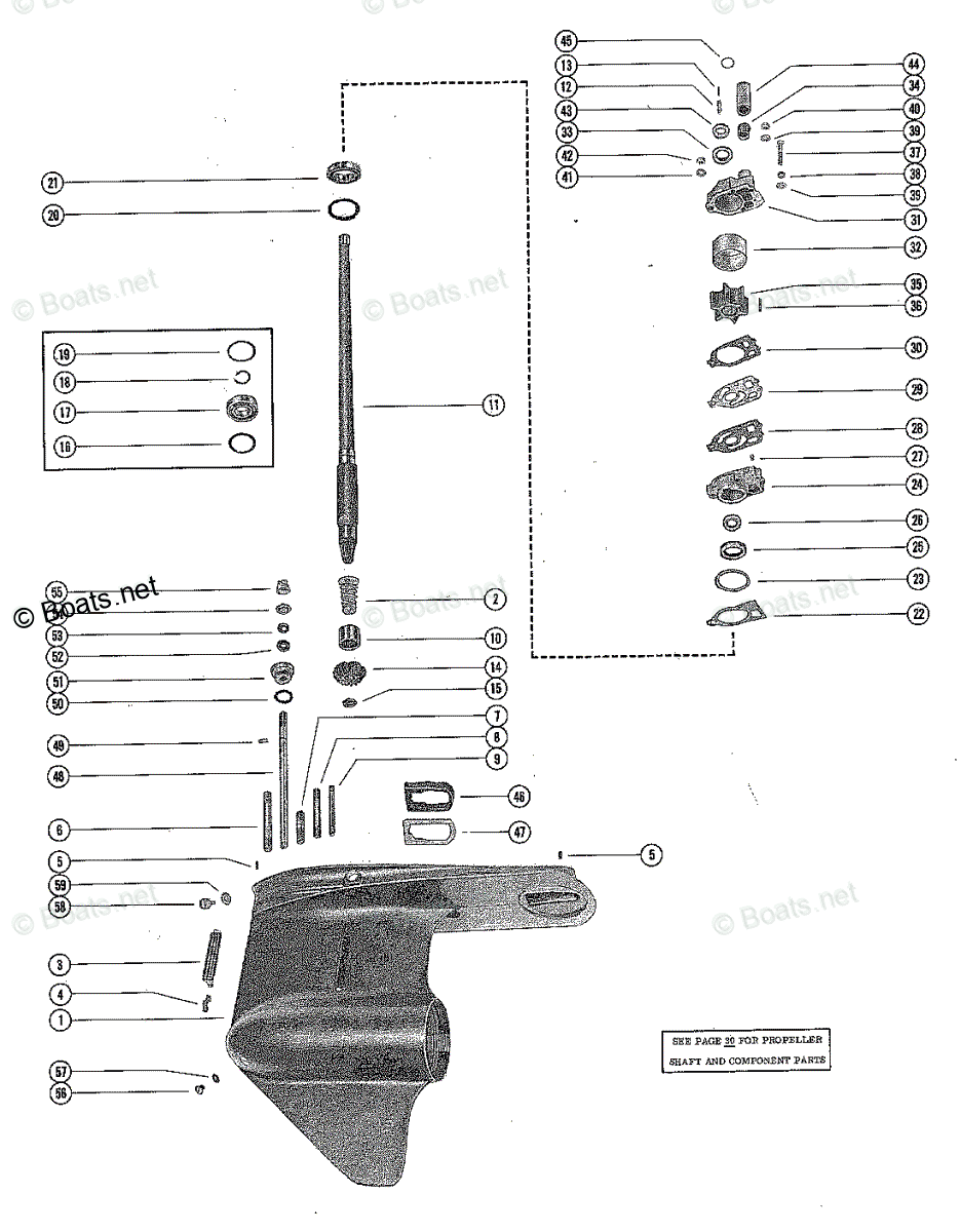 Mercury Outboard 65HP OEM Parts Diagram for Gear Housing Assembly ...