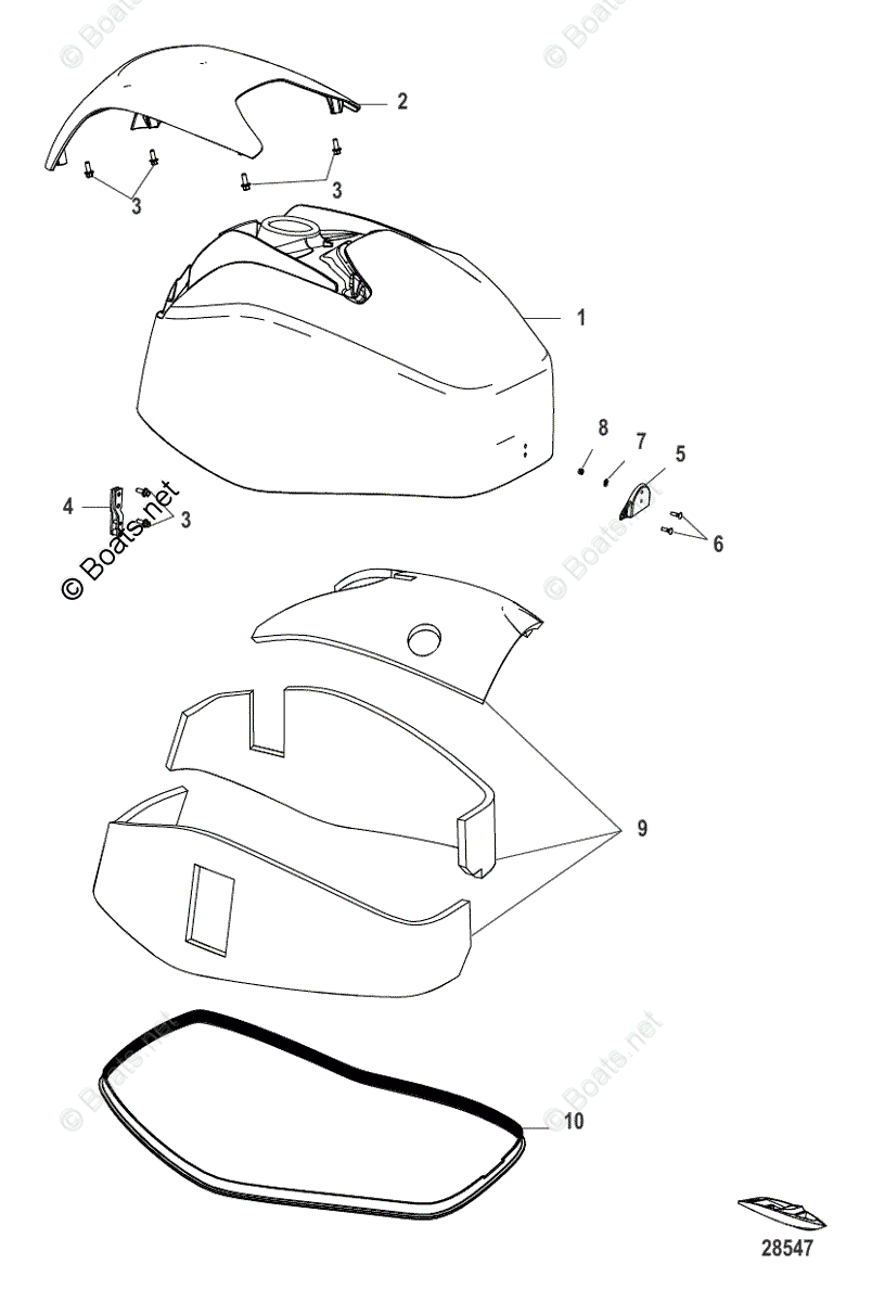 Mercury Outboard 40HP OEM Parts Diagram for TOP COWL | Boats.net