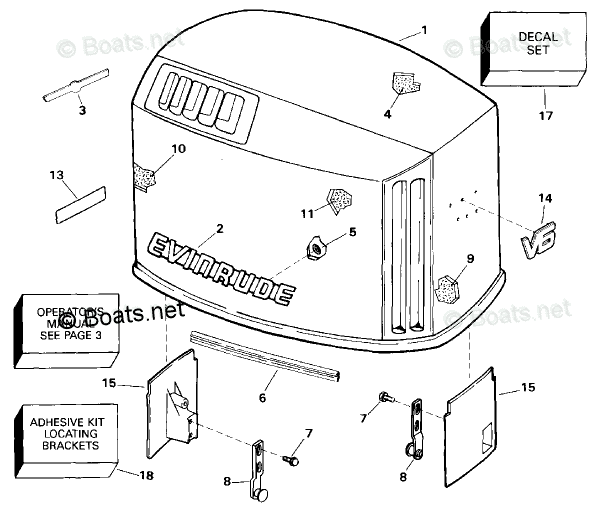 OMC Quiet Rider 150HP OEM Parts Diagram for Engine Cover - Evinrude ...