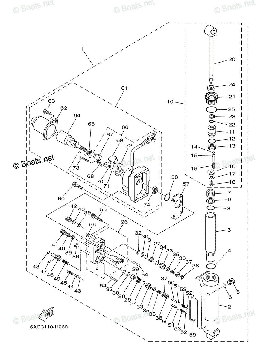 Yamaha Outboard 2016 OEM Parts Diagram for Power Tilt Assy | Boats.net