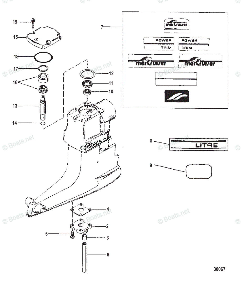 Mercruiser Sterndrive Transoms OEM Parts Diagram for DRIVESHAFT HOUSING ...