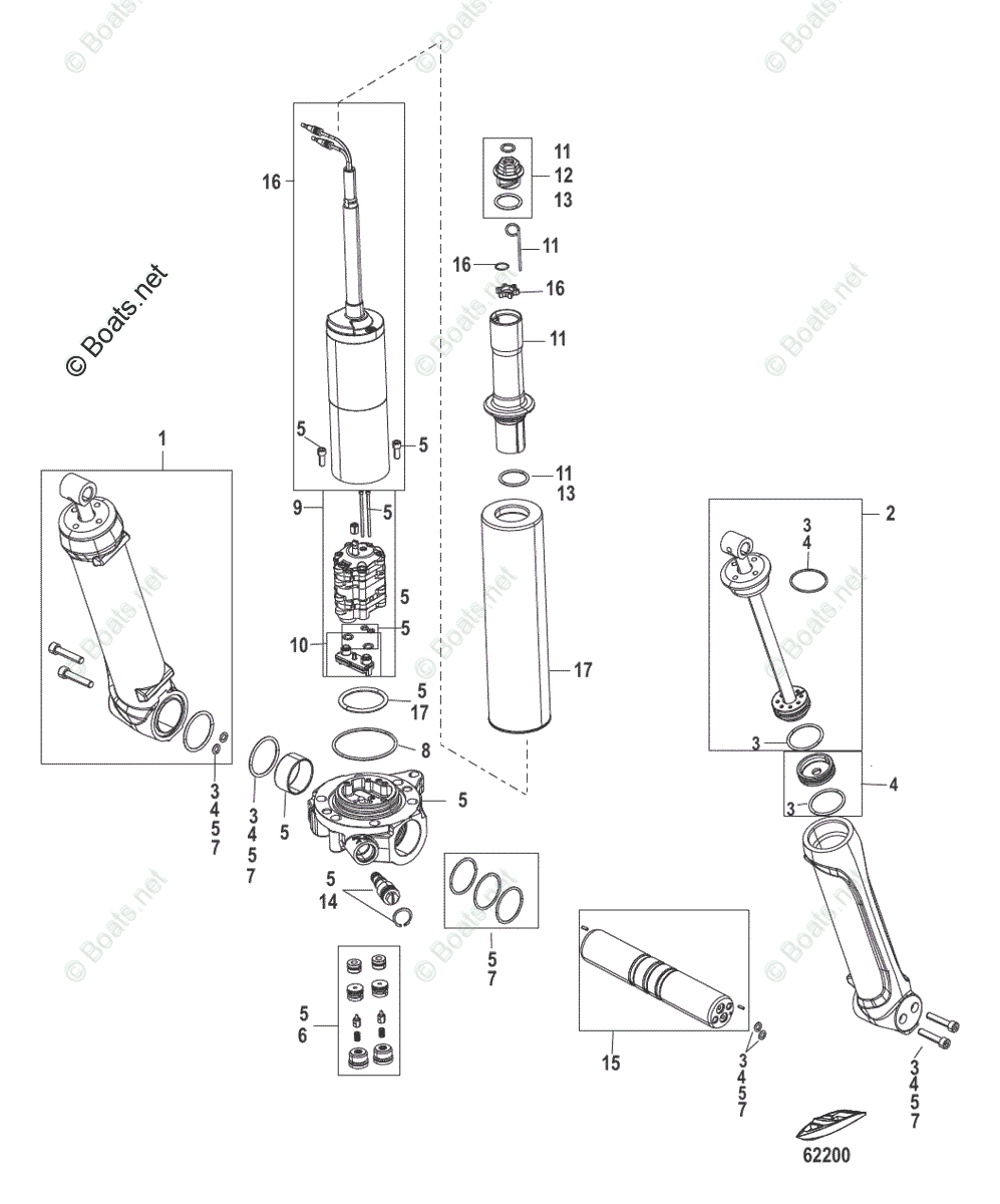 Mercury Outboard 300HP OEM Parts Diagram for Power Trim Components ...