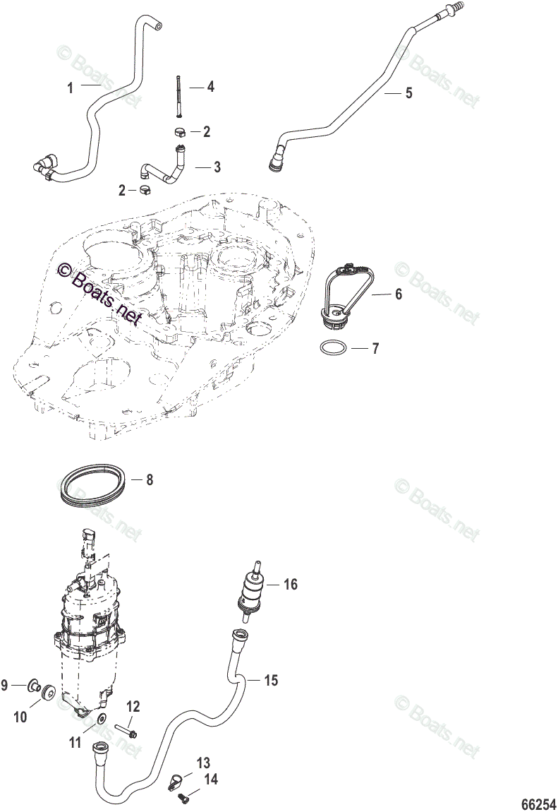 Mercury Outboard 150HP OEM Parts Diagram for Fuel Supply System Hoses ...