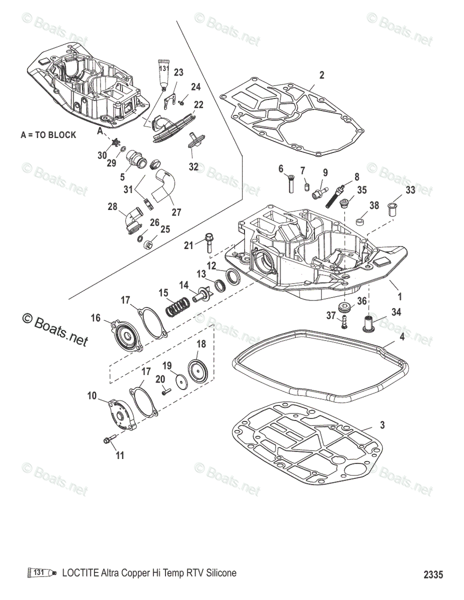 Mercury Outboard 250HP OEM Parts Diagram for Exhaust Plate | Boats.net