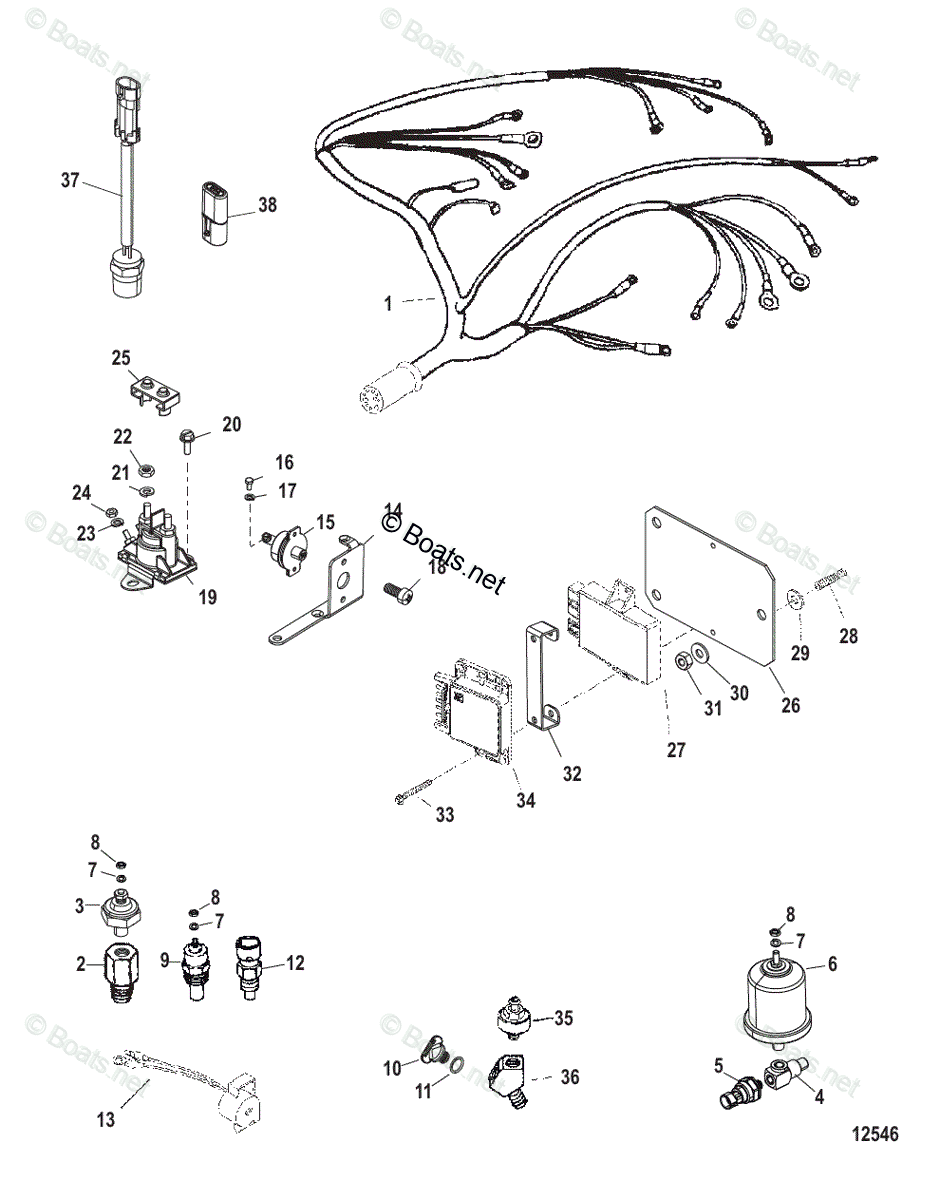 Mercruiser Inboard Gas Engines OEM Parts Diagram for Electrical ...