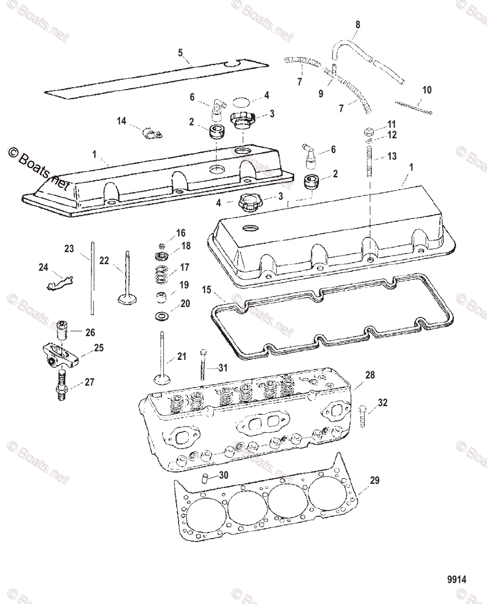Mercruiser Sterndrive Gas Engines OEM Parts Diagram for CYLINDER HEAD ...