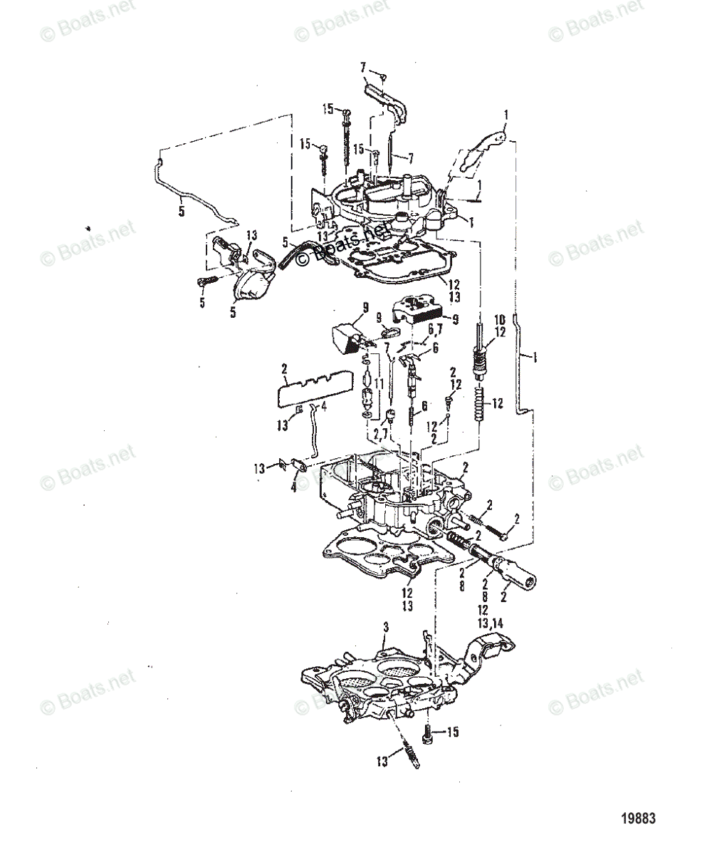 Mercruiser Sterndrive Gas Engines OEM Parts Diagram for CARBURETOR(228 ...