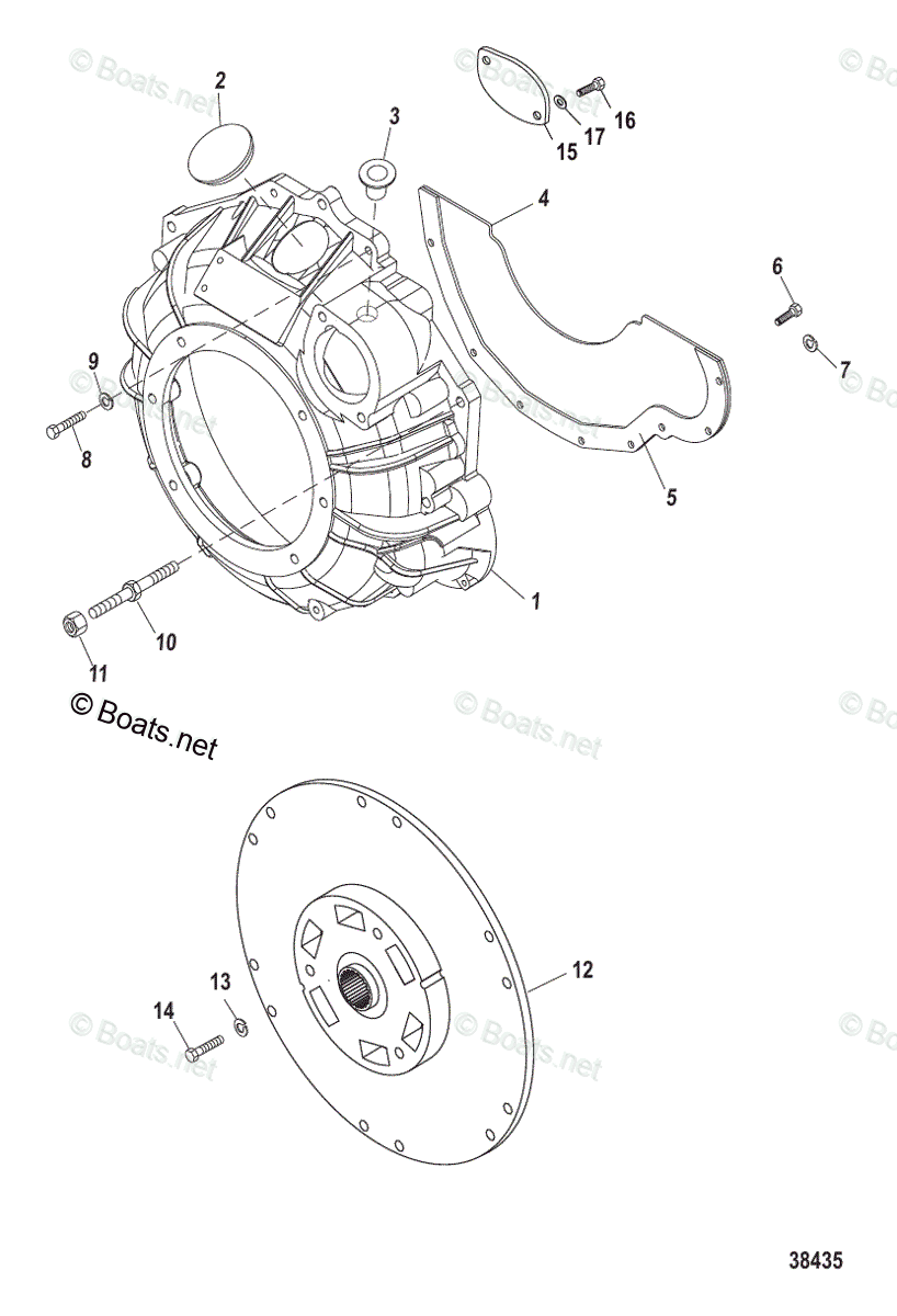 Mercruiser Inboard Gas Engines OEM Parts Diagram for Flywheel Housing ...