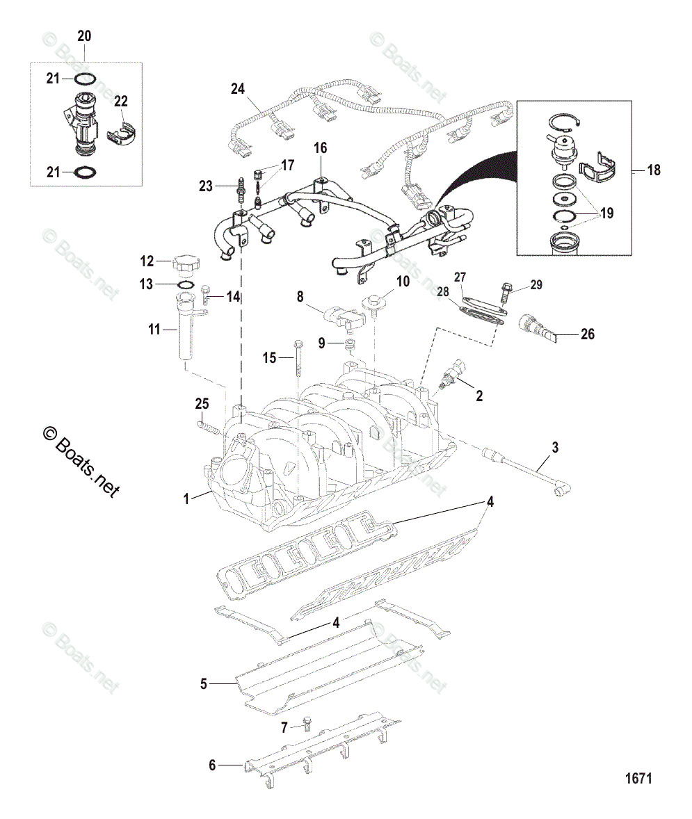 Mercruiser Inboard Gas Engines OEM Parts Diagram for INTAKE MANIFOLD ...