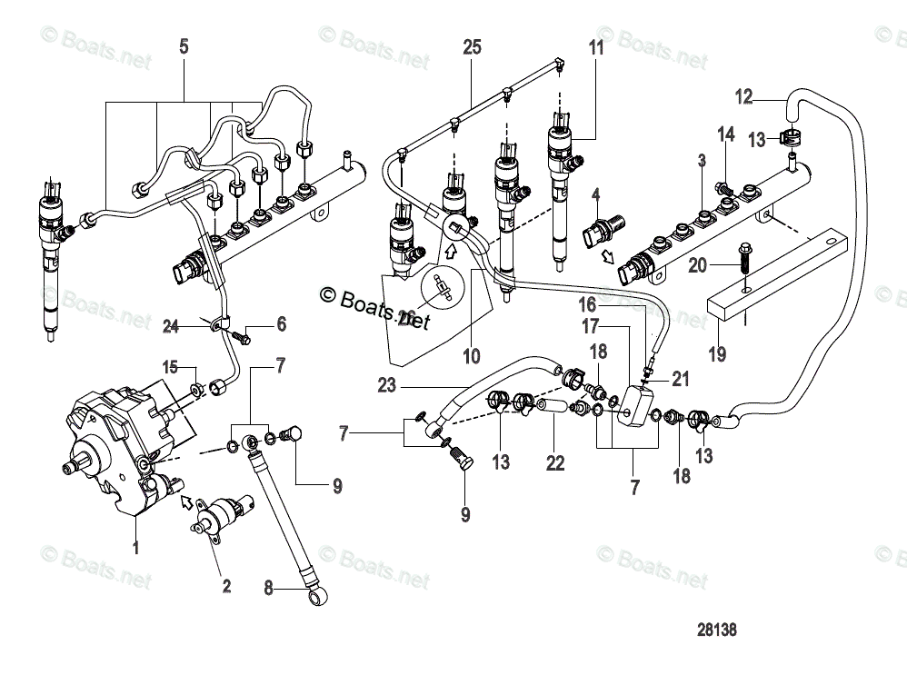 Mercruiser Inboard Diesel Engines OEM Parts Diagram for Fuel Injection ...