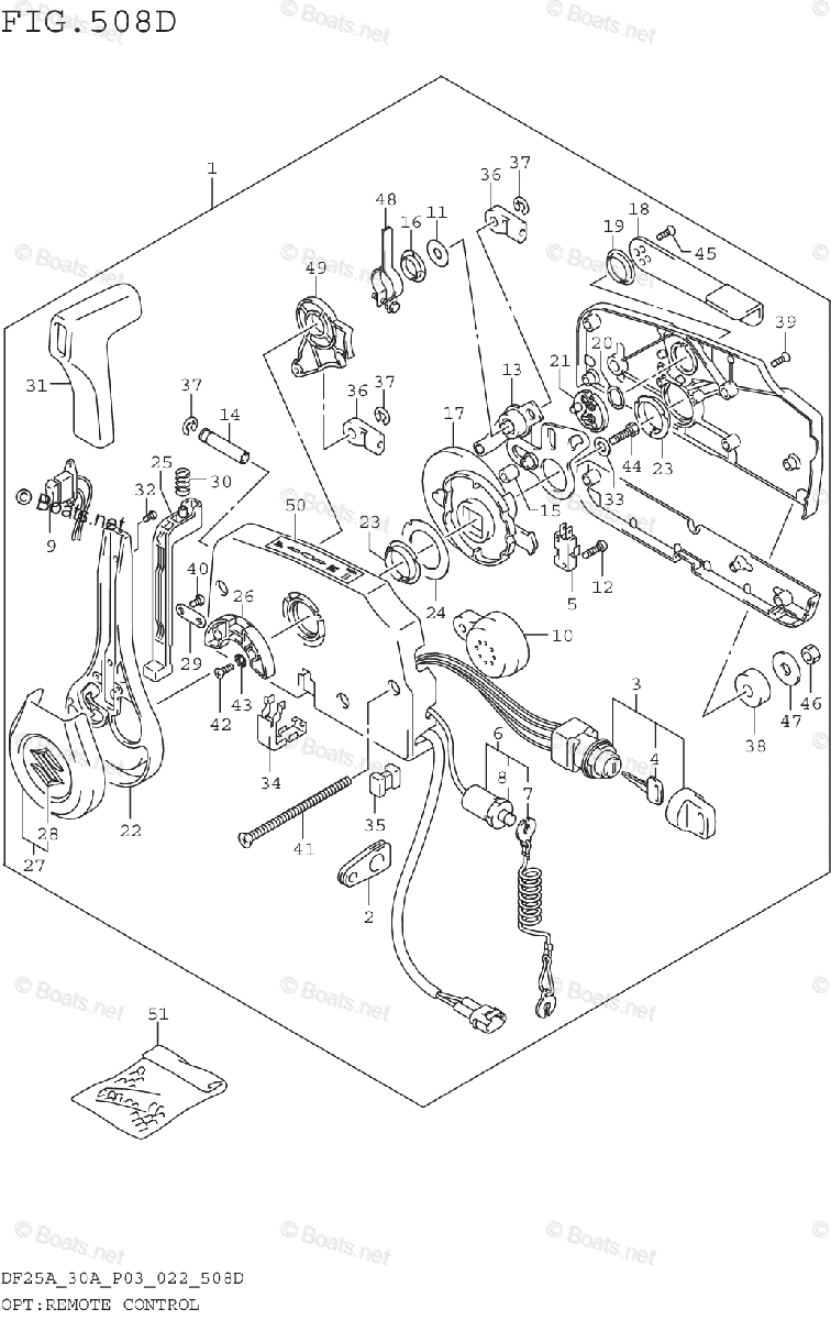 Suzuki Outboard 2022 OEM Parts Diagram for OPT:REMOTE CONTROL ((DF25ATH ...
