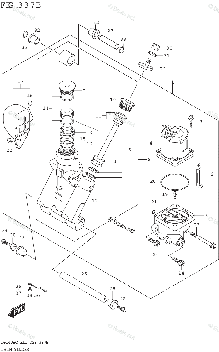 Suzuki Outboard 2021 OEM Parts Diagram for TRIM CYLINDER ((DF140BG ...