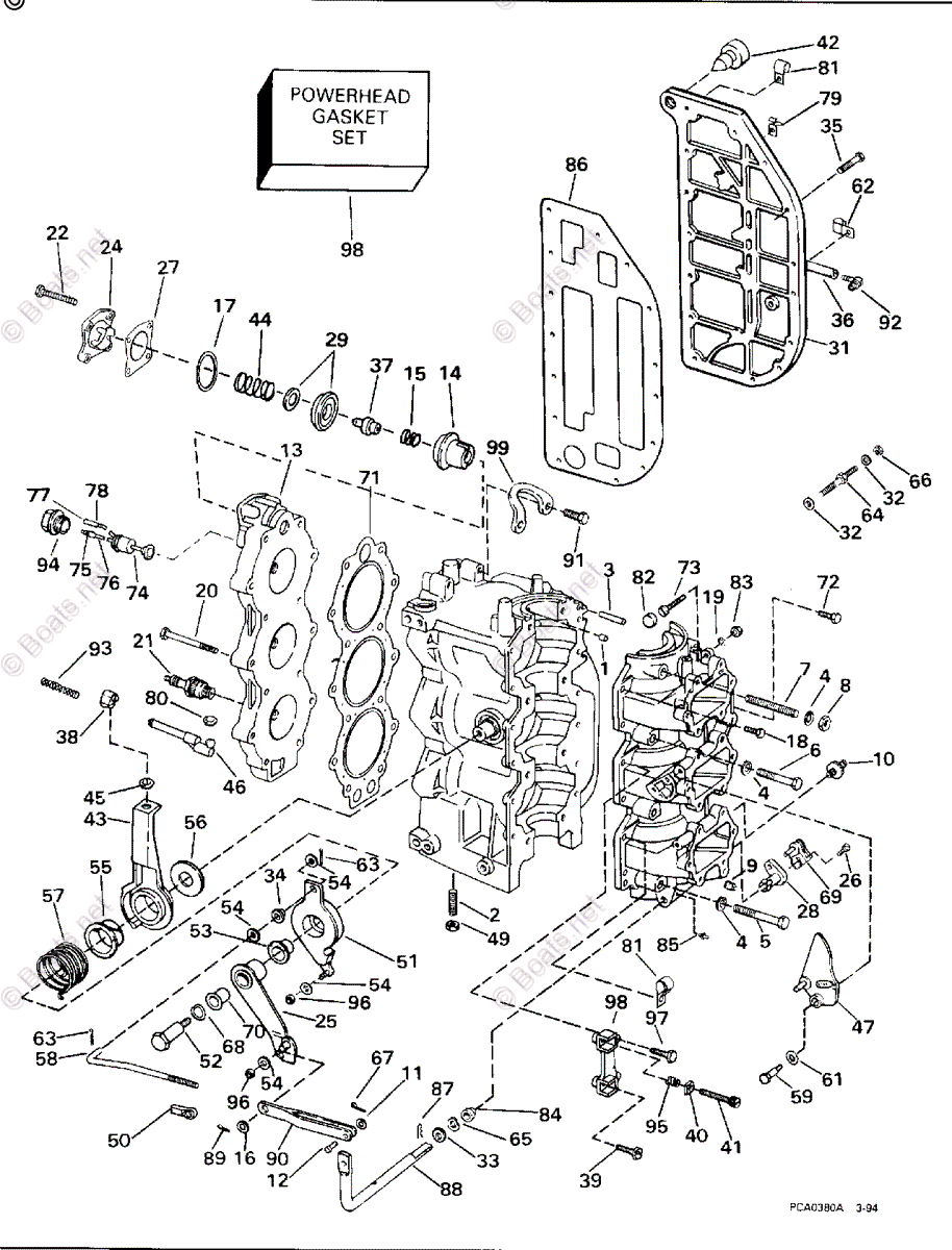Evinrude Outboard 1994 OEM Parts Diagram for CYLINDER CRANKCASE | Boats.net