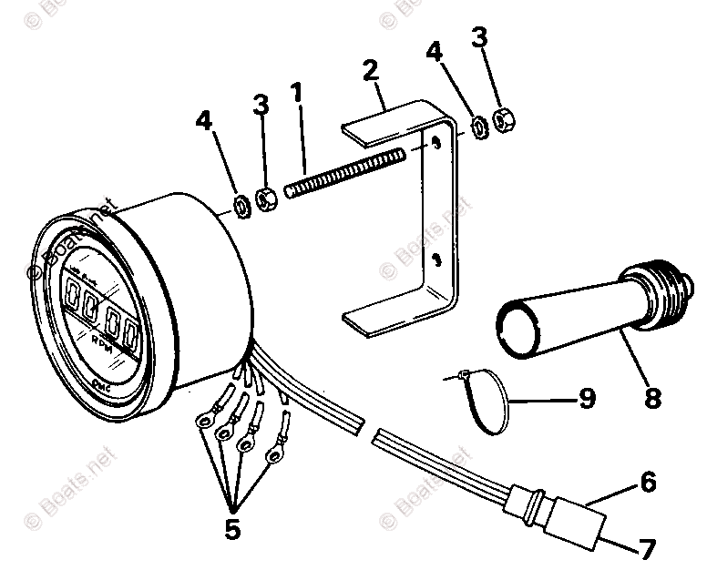 Johnson Outboard 1988 OEM Parts Diagram for Quartach Tachometer - Flush ...