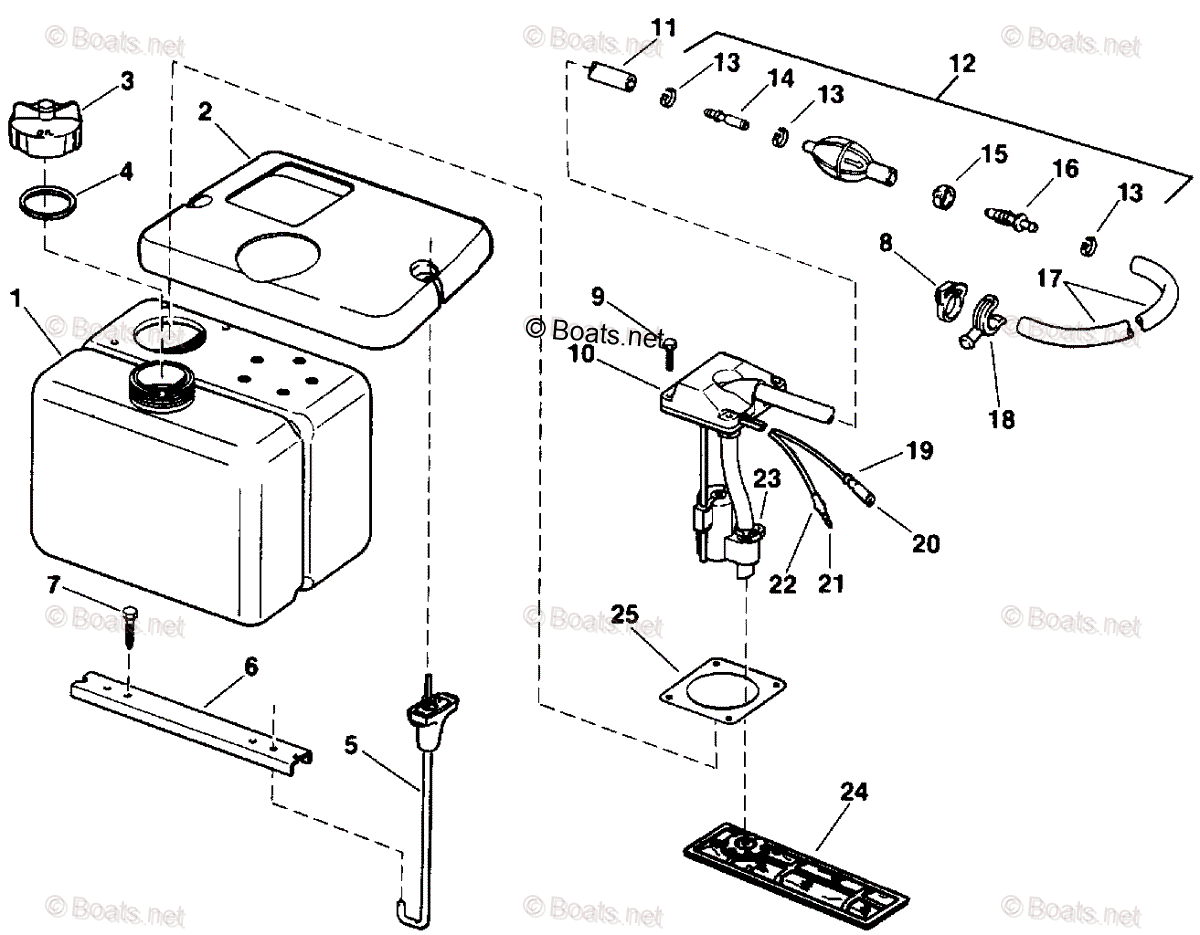 Johnson Outboard 1991 OEM Parts Diagram for VRO Oil Tank Kit-1.8 Gallon ...
