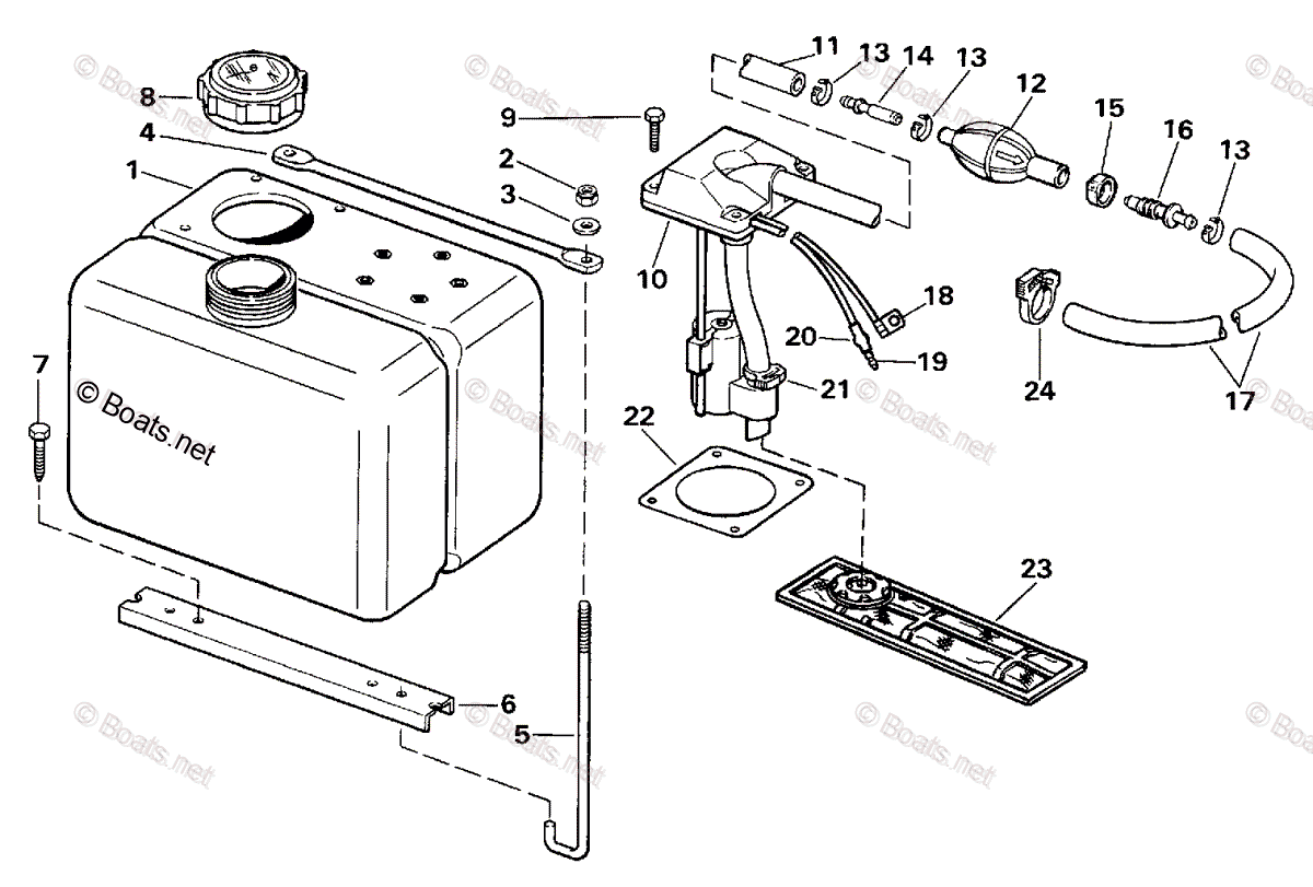 Johnson Outboard 1989 OEM Parts Diagram for VRO Oil Tank Kit-1.8 Gallon ...