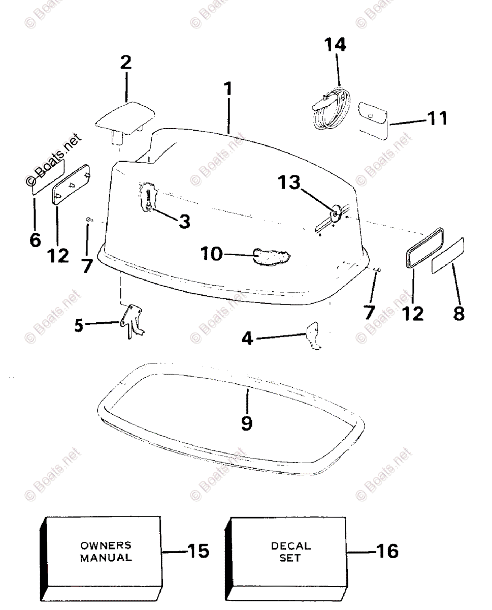 Evinrude Outboard 1984 OEM Parts Diagram for Engine Cover - Johnson ...