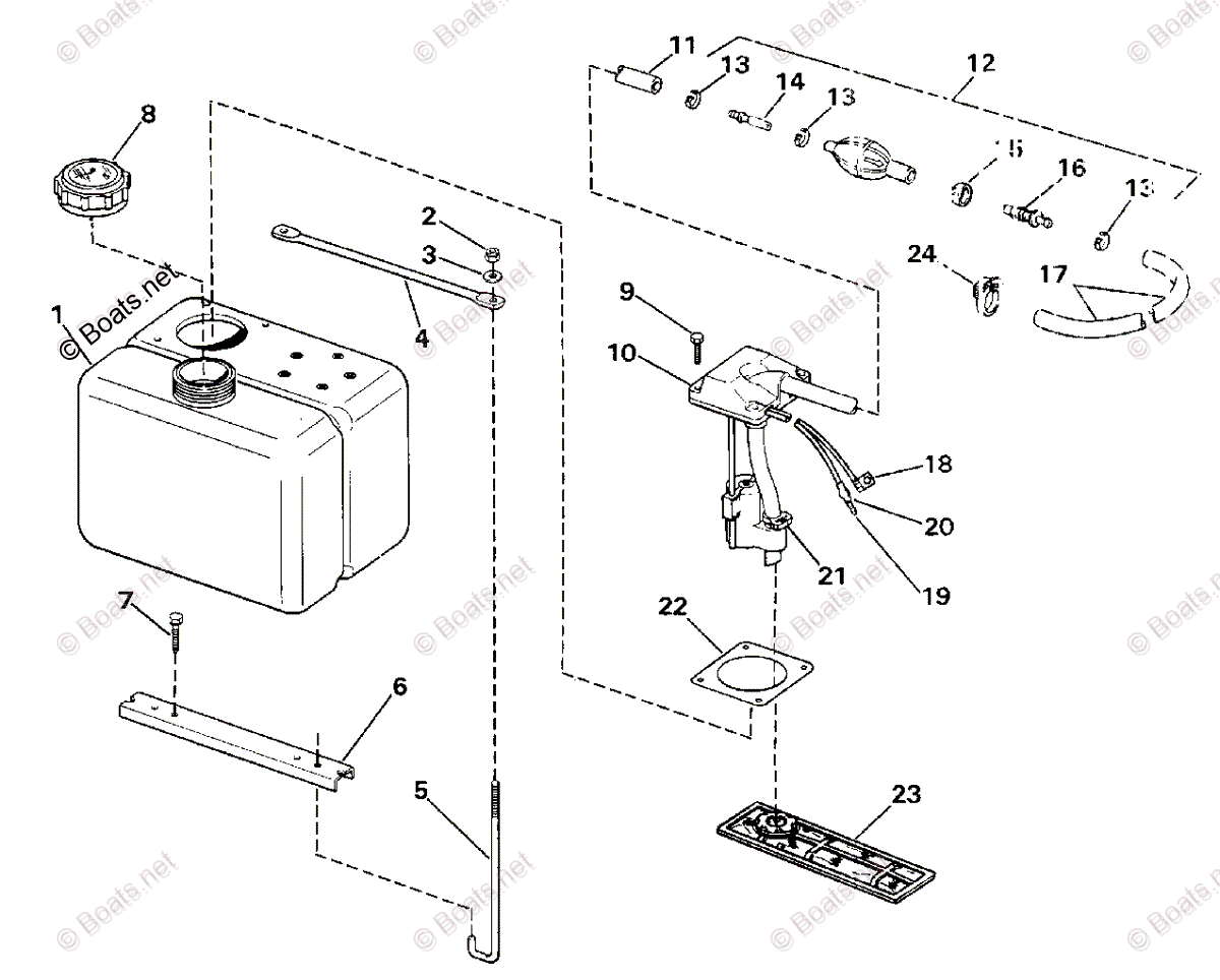 Johnson Outboard 1990 OEM Parts Diagram for VRO Oil Tank Kit-1.8 Gallon ...