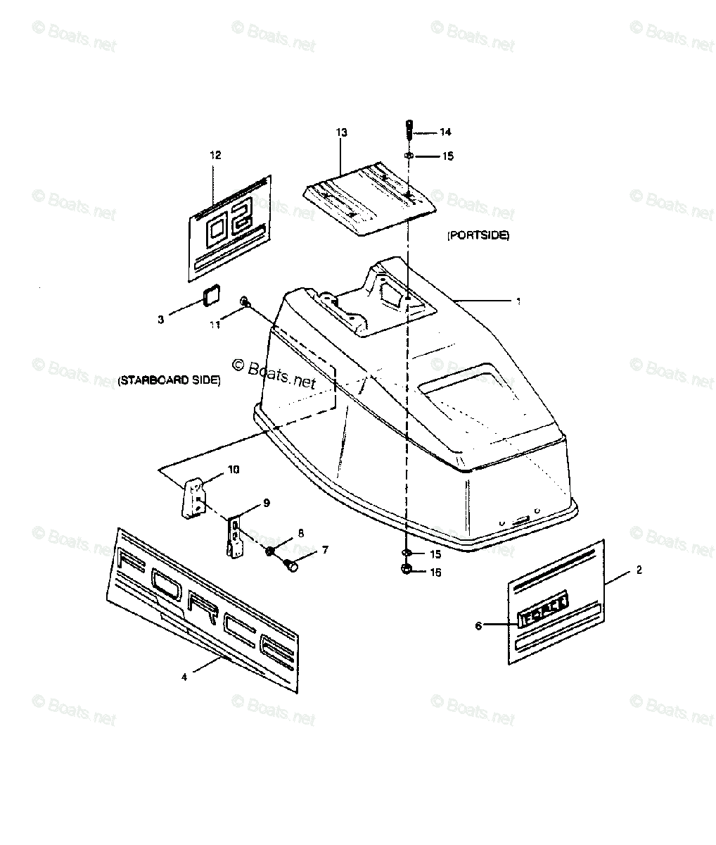 Force Outboard 1990 OEM Parts Diagram for ENGINE COVER (FORCE MODELS ...