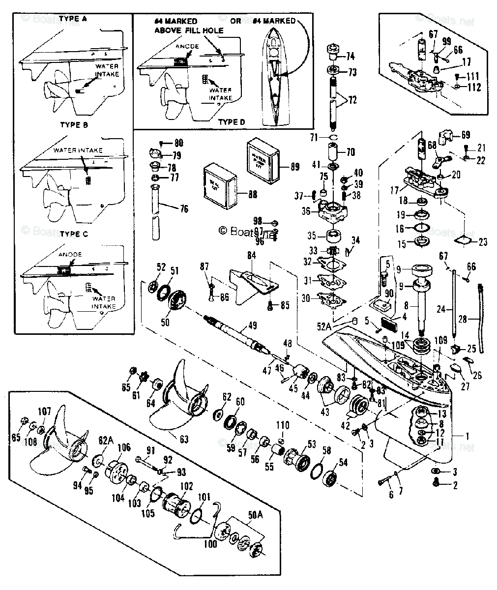 Force Outboard 1989 OEM Parts Diagram for Gear Housing | Boats.net