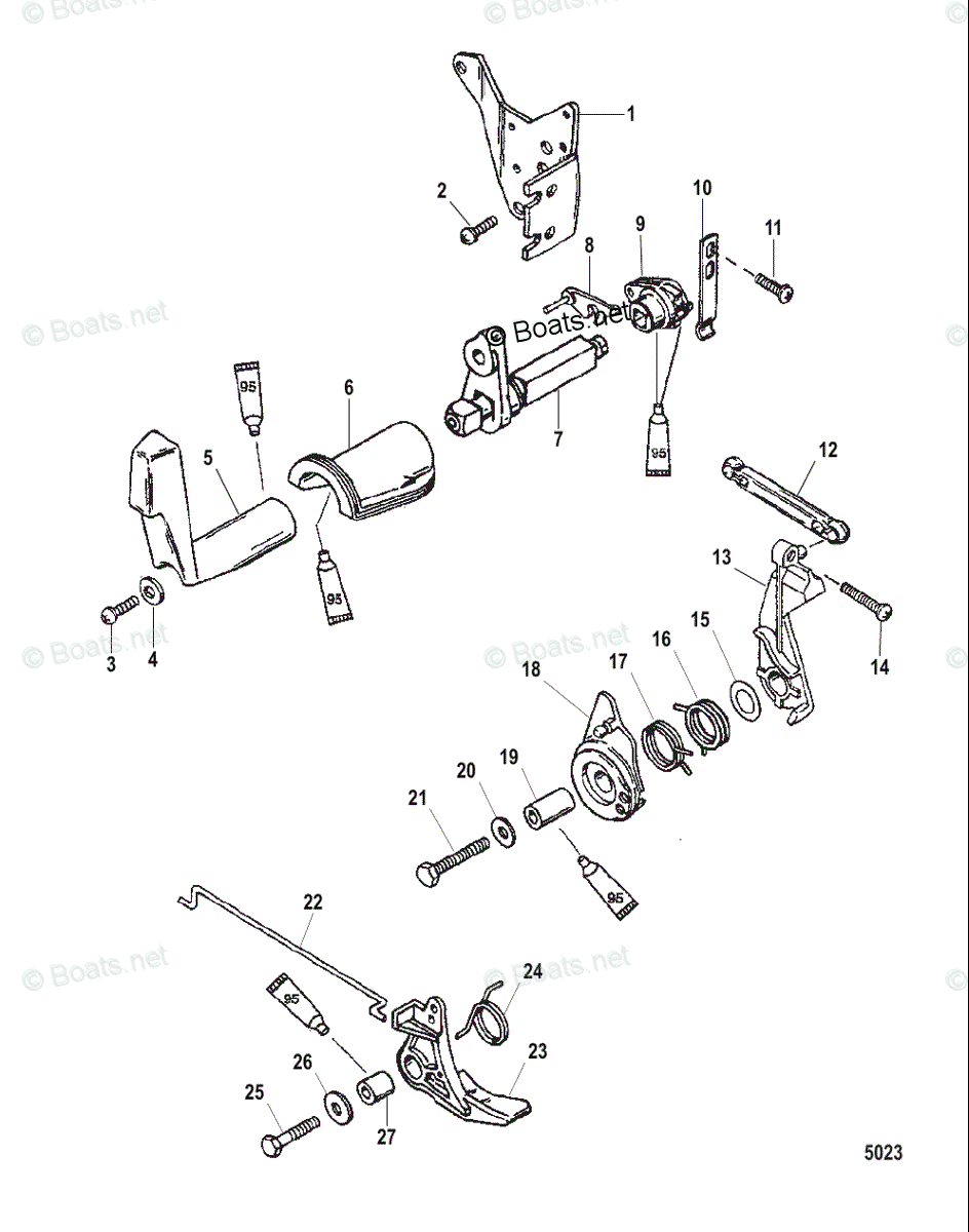 Mariner Outboard 1995 OEM Parts Diagram for Throttle and Shift Linkage ...