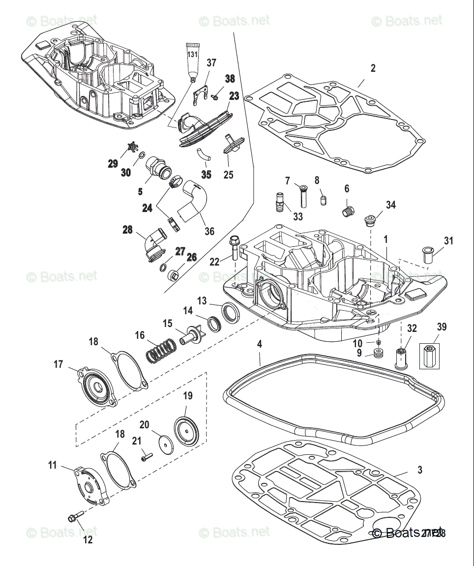 Mercury Outboard 250HP OEM Parts Diagram for Exhaust Plate | Boats.net