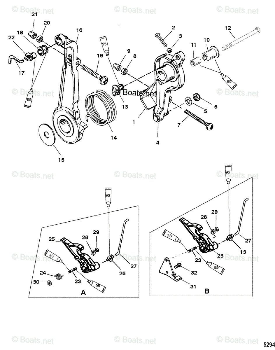 Mercury Outboard 50HP OEM Parts Diagram for Throttle Lever and Linkage ...