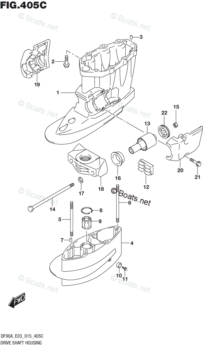 Suzuki Outboard 2015 OEM Parts Diagram for DRIVE SHAFT HOUSING (DF90A ...