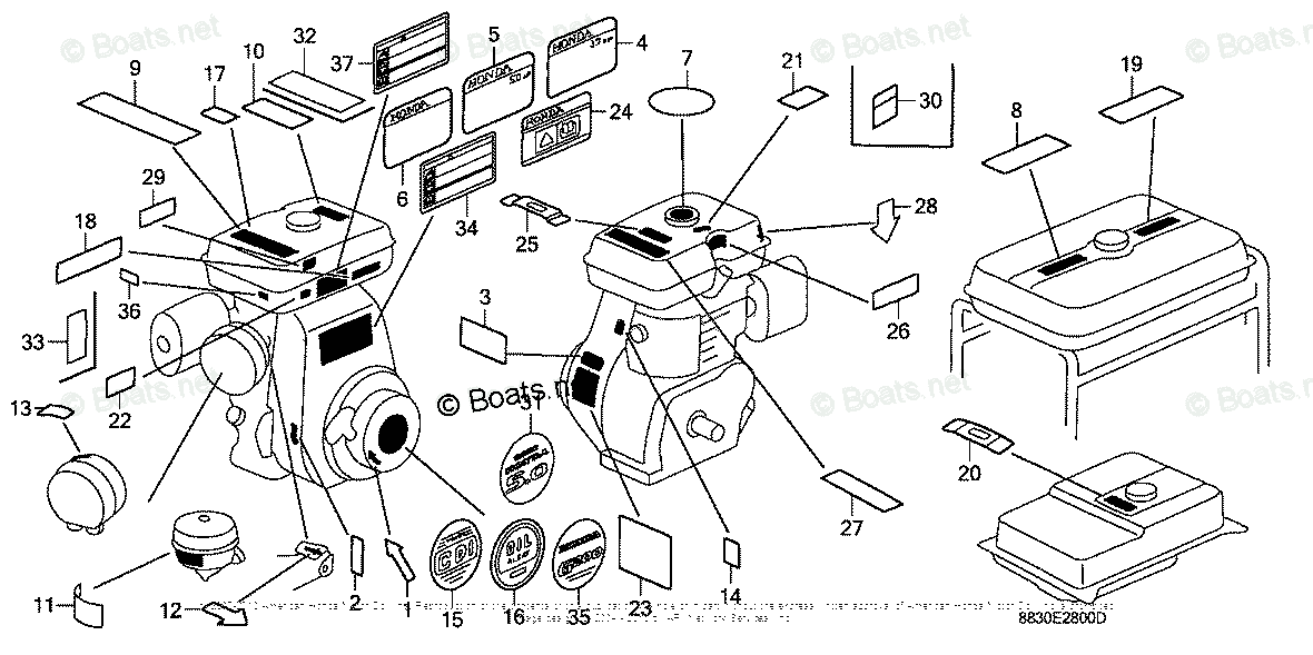 engine parts labelled