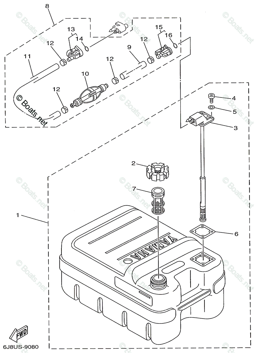 Yamaha Outboard 1999 OEM Parts Diagram for FUEL TANK | Boats.net