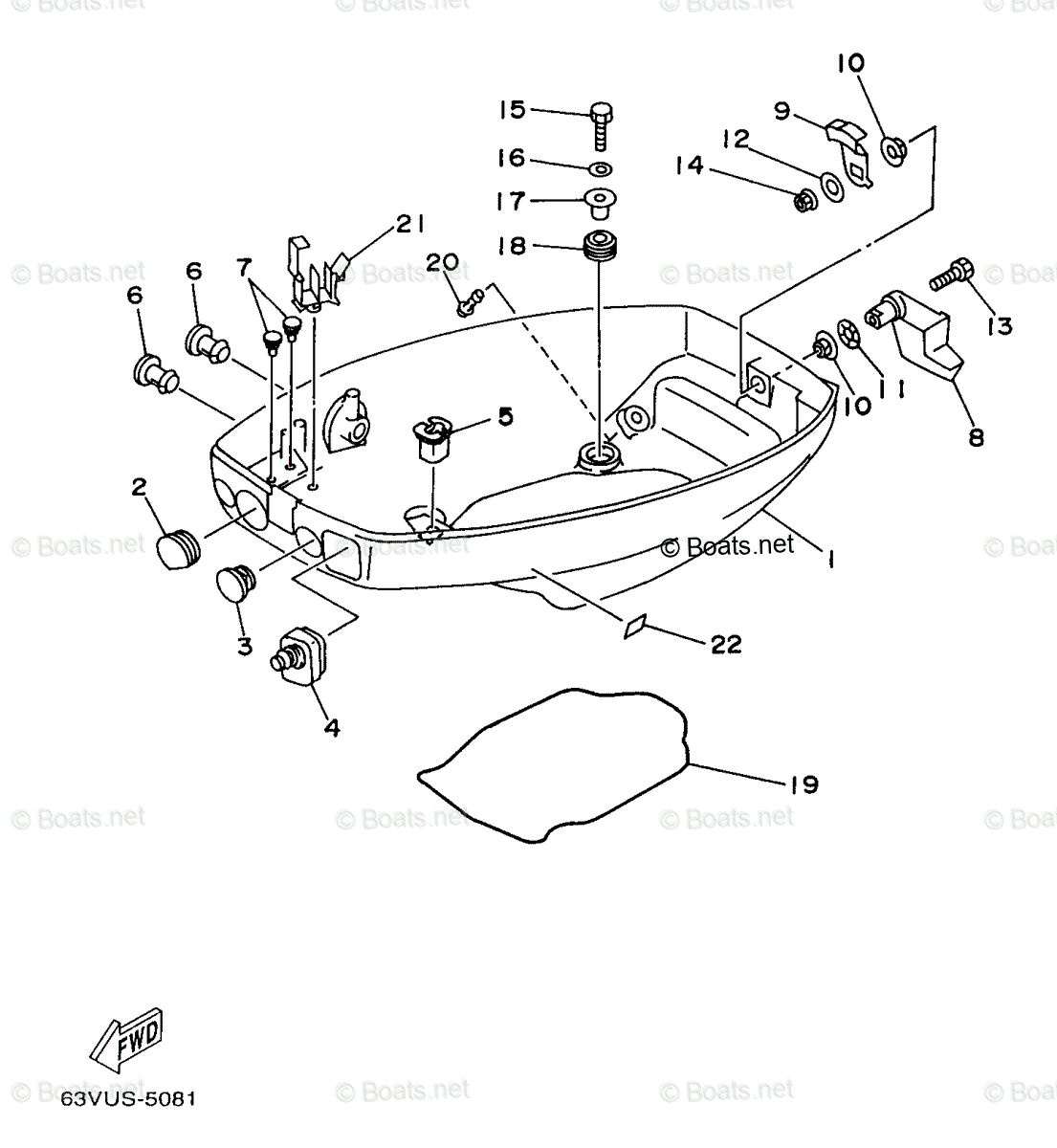 Yamaha Outboard 1998 OEM Parts Diagram for Bottom Cowling | Boats.net