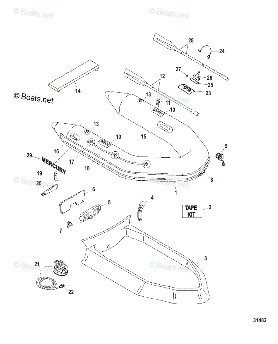 Mercury Inflatable Boats 2001 OEM Parts Diagram for Dynamic Inflatables ...