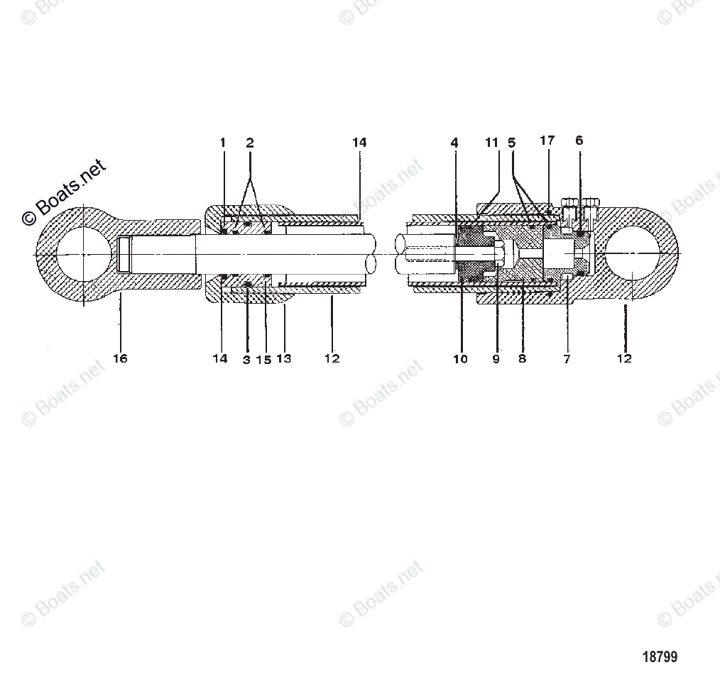 Mercruiser Sterndrive Outdrives OEM Parts Diagram for TRIM CYLINDER AND ...