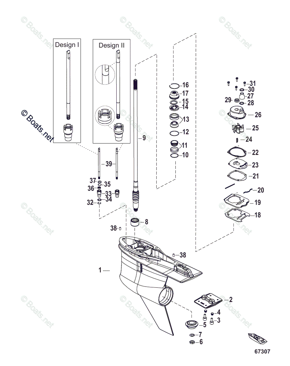 Mercury Outboard 200HP OEM Parts Diagram for Gear Housing, Driveshaft ...