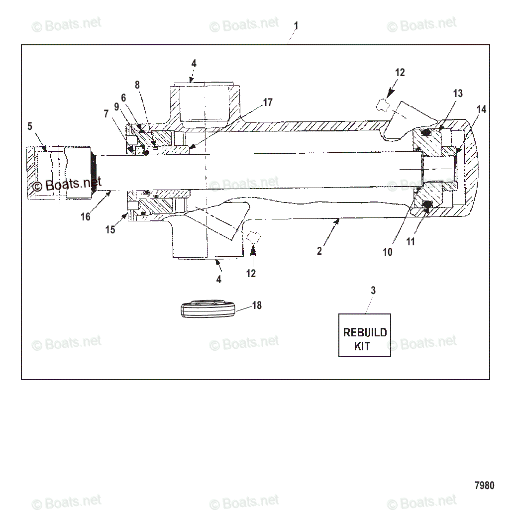 Mercruiser Sterndrive Outdrives OEM Parts Diagram for Trim Cylinder ...