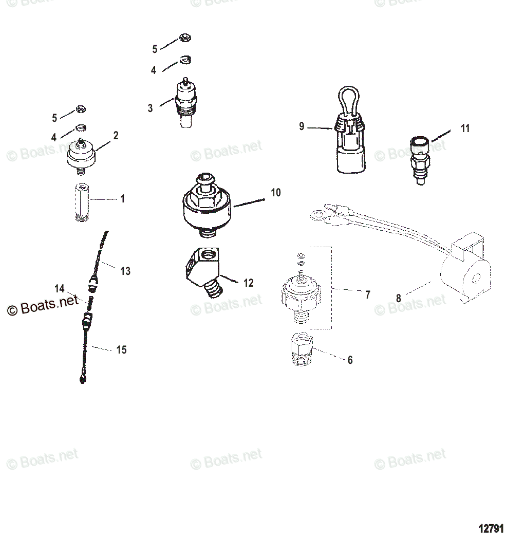 Mercruiser Sterndrive Gas Engines OEM Parts Diagram for SENDERS AND ...