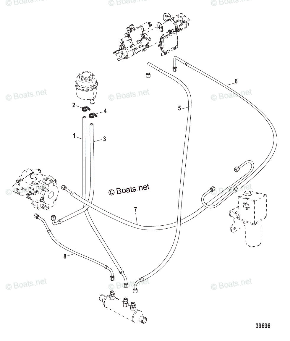 Mercruiser Sterndrive Gas Engines OEM Parts Diagram for AXIUS Steering ...