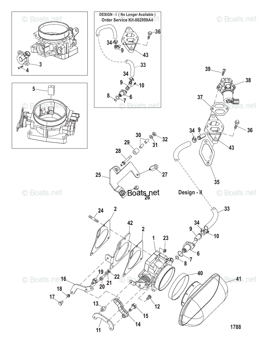 Mercruiser Inboard Gas Engines OEM Parts Diagram for THROTTLE BODY ...