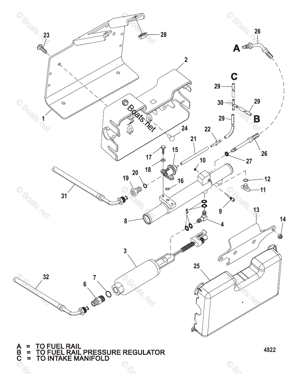 Mercruiser Inboard Gas Engines OEM Parts Diagram for Cool Fuel System ...