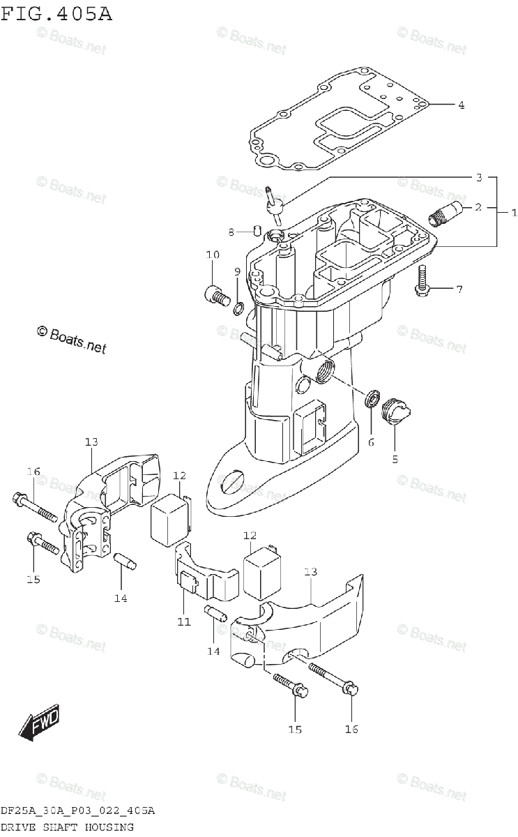 Suzuki Outboard 2022 OEM Parts Diagram for DRIVE SHAFT HOUSING (DF25A ...