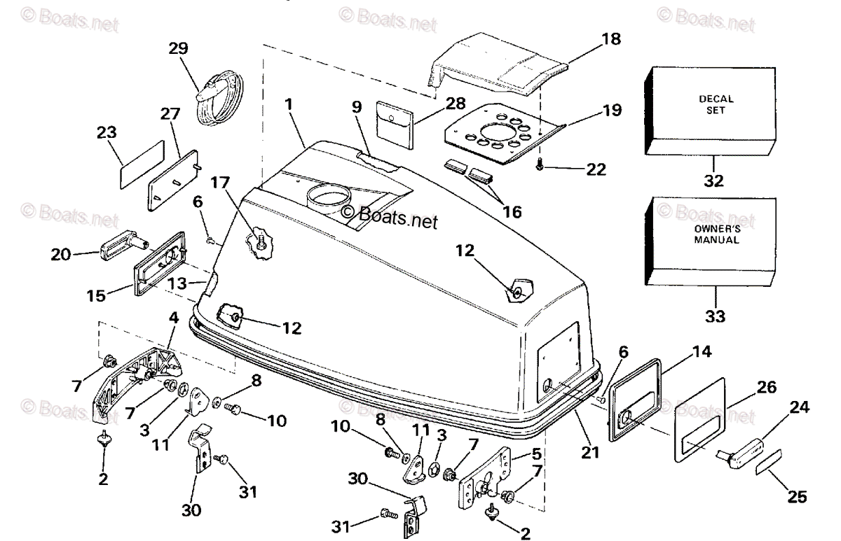 Evinrude Outboard 1984 OEM Parts Diagram for Engine Cover - Johnson ...