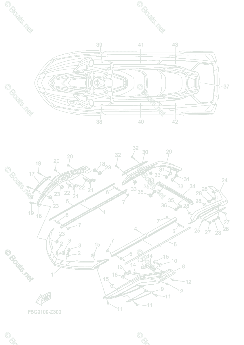 Yamaha Waverunner 2024 OEM Parts Diagram for Gunwale. Mat | Boats.net