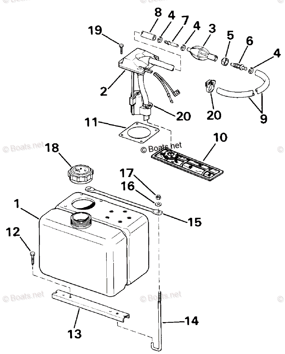 Johnson Outboard 1987 OEM Parts Diagram for VRO Oil Tank Kit-1.8 Gallon ...