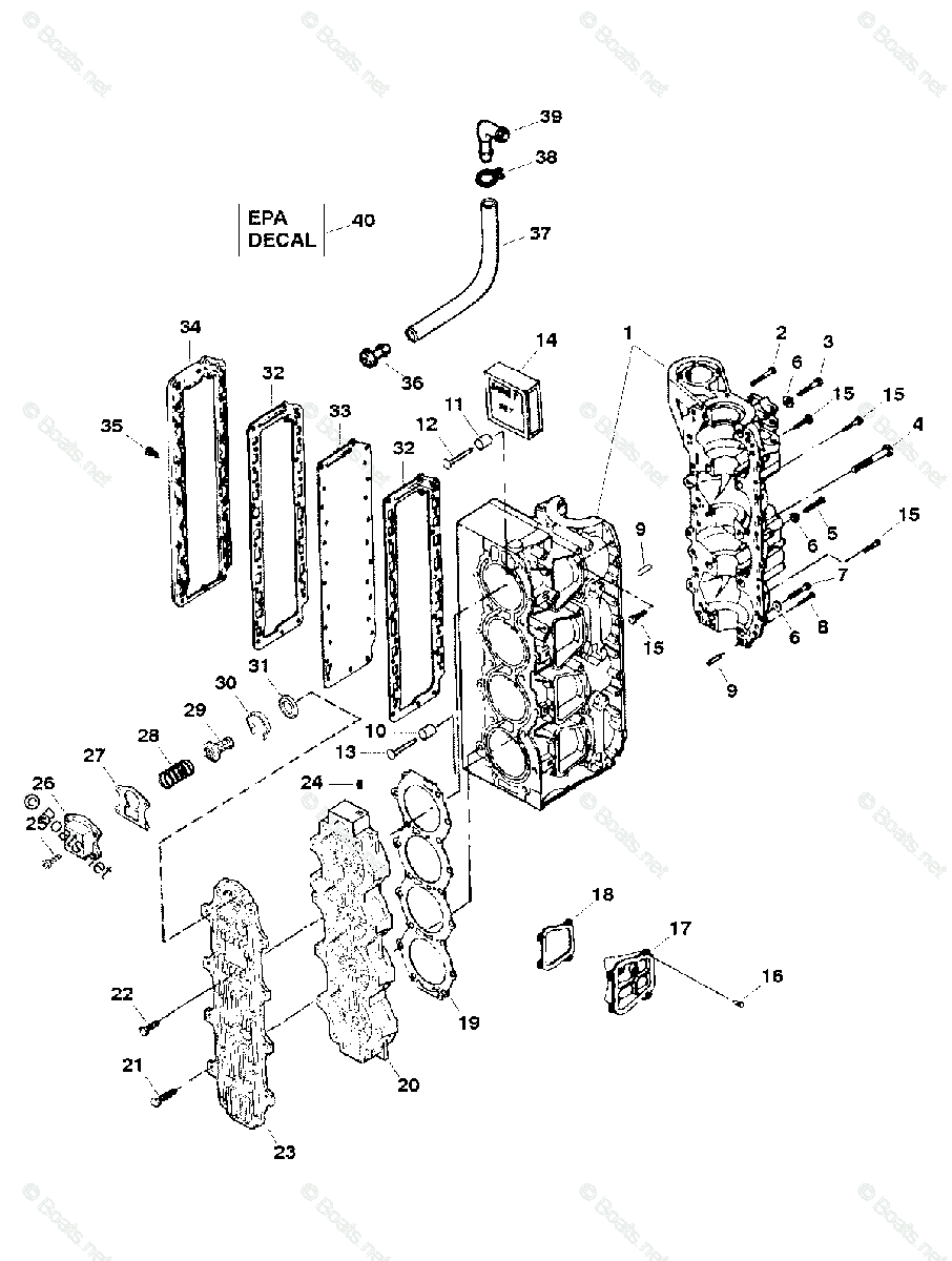 Force Outboard 1998 OEM Parts Diagram for Cylinder Block Assembly ...