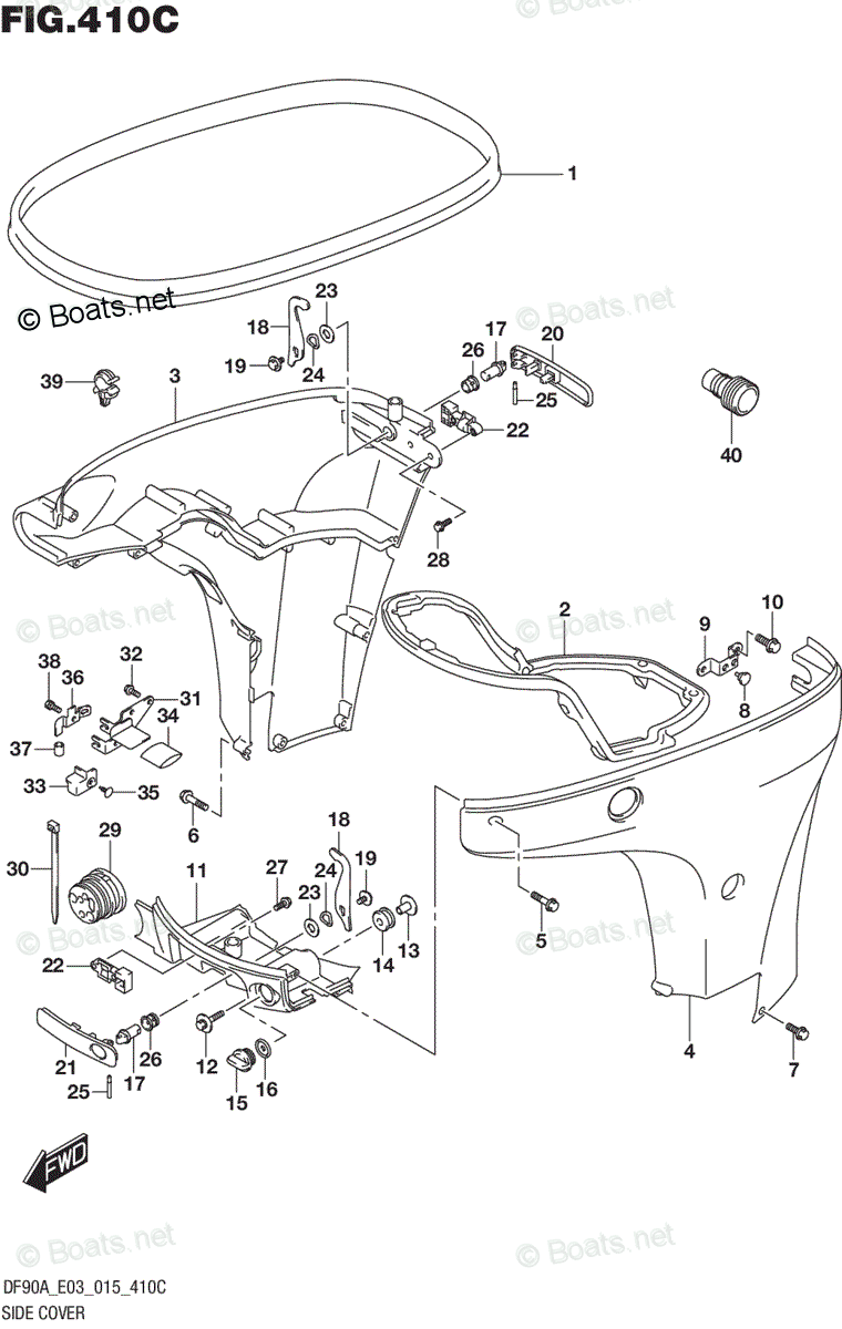 Suzuki Outboard 2015 OEM Parts Diagram for SIDE COVER (DF90A E03) | Boats.net