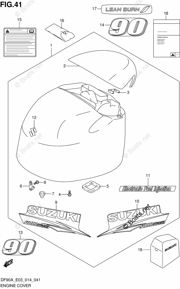 Suzuki Outboard 2014 OEM Parts Diagram for ENGINE COVER (DF90A E03) | Boats.net