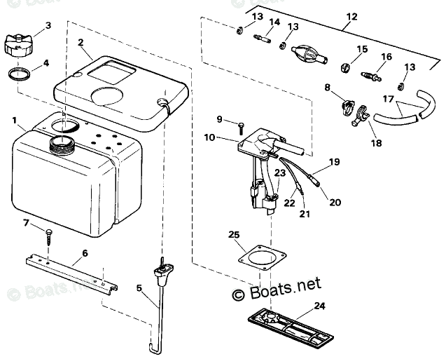 OMC Quiet Rider 90HP OEM Parts Diagram for VRO2 Oil Tank Kit - 1.8 ...