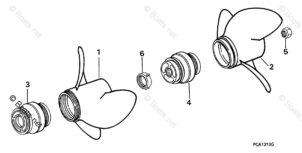 OMC Sterndrive 7.40L 454 CID V8 OEM Parts Diagram for Propellers ...